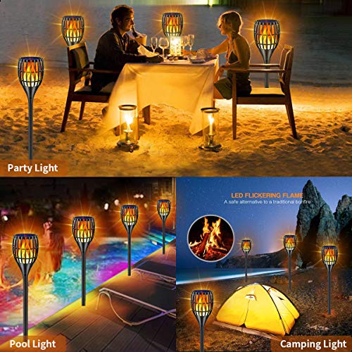 Ollivage Solar Torch Flame Lights Waterproof Flickering Flames Solar Lights 43" Solar Garden Lights Outdoor Landscape Decoration Lighting Dusk to Dawn Auto On/Off for Yard Garden Pathway, 2 Pack