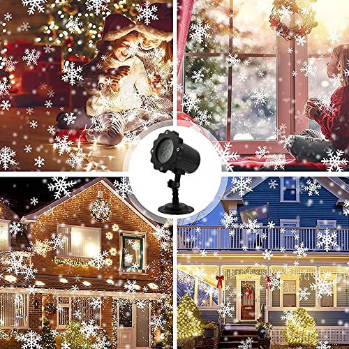 MOSTRUST2022 Newest Christmas Snowflake Projector Lights, Adjustable White Snowflake Projector Spotlights, Waterproof Snowfall Led Projector Outdoor and Indoor Decor, Holiday,Wedding,Garden Patio