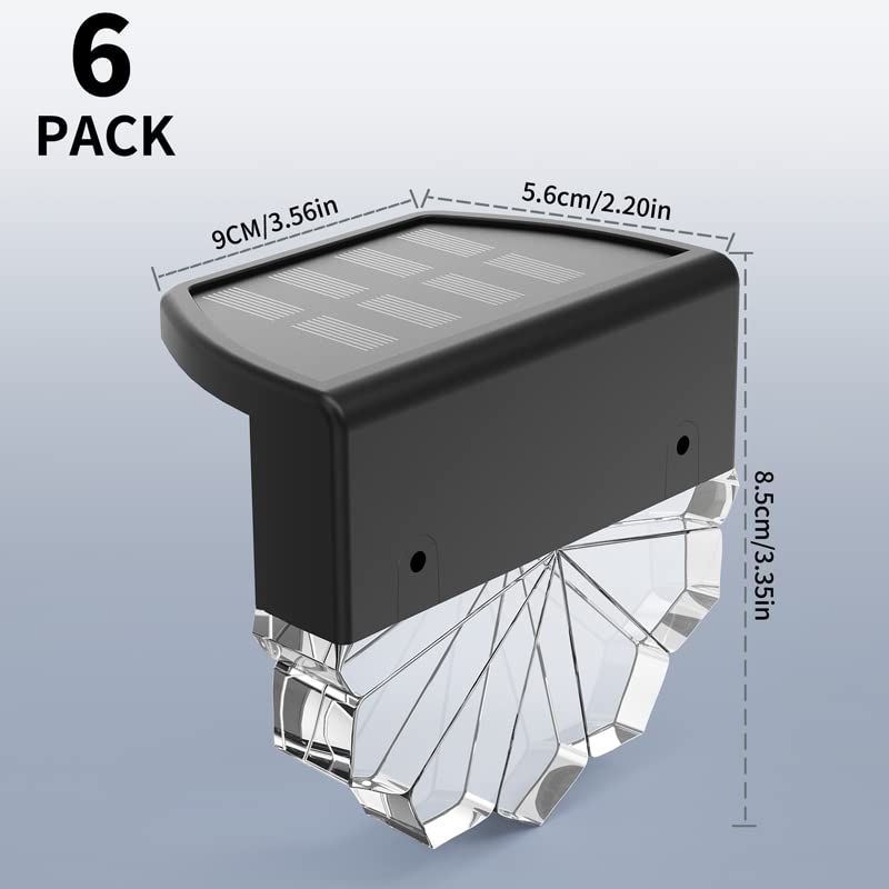 Solar Lights Outdoor, Firturezir 6 Pack LED Solar Fence Lights Garden Deck Lights Outdoor Decorative for Pathway, Yard, Patio, Stairs, Step and Fences
