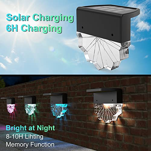 Solar Lights Outdoor, Firturezir 6 Pack LED Solar Fence Lights Garden Deck Lights Outdoor Decorative for Pathway, Yard, Patio, Stairs, Step and Fences