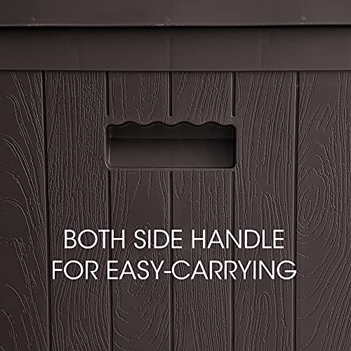 SUNVIVI OUTDOOR Patio Storage Box, 51 Gallon Small Deck Boxes Outdoor Waterproof Patio Cushion Storage Outside Container for Pool Towel, Garden Tools, Toys, Brown