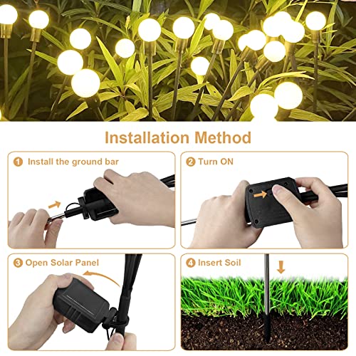 XIILSIE 4PCS Floating Pool Lights + New Upgraded 4 Pack 8 LED Solar Garden Lights Firefly Swaying Lights