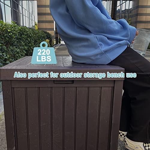 SUNVIVI OUTDOOR Patio Storage Box, 51 Gallon Small Deck Boxes Outdoor Waterproof Patio Cushion Storage Outside Container for Pool Towel, Garden Tools, Toys, Brown