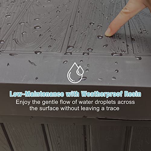 SUNVIVI OUTDOOR Patio Storage Box, 51 Gallon Small Deck Boxes Outdoor Waterproof Patio Cushion Storage Outside Container for Pool Towel, Garden Tools, Toys, Brown