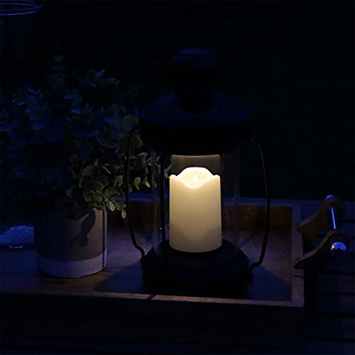 Sunnydaze Hanging Solar Light with LED Light and Candle - 12-Inch Outdoor Solar Lantern - Antique Outdoor Decoration for Patio, Porch, Deck, Garden or Backyard