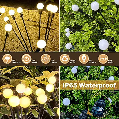 XIILSIE 4PCS Floating Pool Lights + New Upgraded 4 Pack 8 LED Solar Garden Lights Firefly Swaying Lights