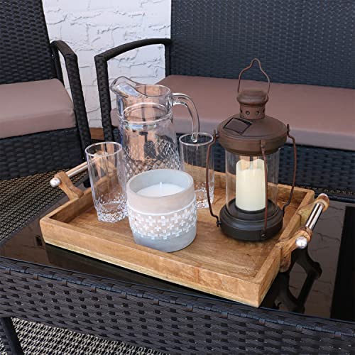 Sunnydaze Hanging Solar Light with LED Light and Candle - 12-Inch Outdoor Solar Lantern - Antique Outdoor Decoration for Patio, Porch, Deck, Garden or Backyard