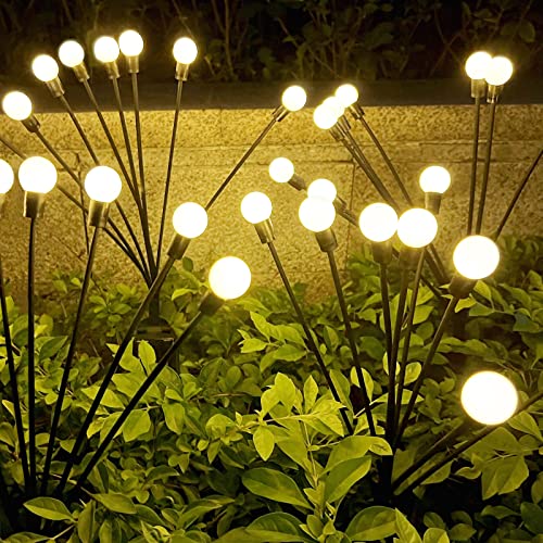 XIILSIE 4PCS Floating Pool Lights + New Upgraded 4 Pack 8 LED Solar Garden Lights Firefly Swaying Lights