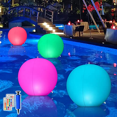 XIILSIE 4PCS Floating Pool Lights + New Upgraded 4 Pack 8 LED Solar Garden Lights Firefly Swaying Lights