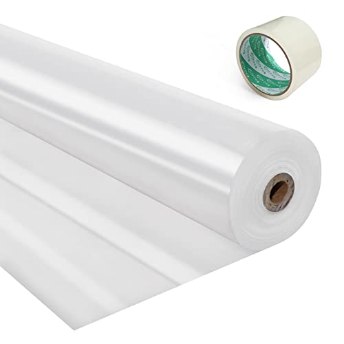 Doniks Clear Greenhouse Film Plastic Sheeting 6 Mil Thickness,Greenhouse Cover Polyethylene Plastic,5 Year UV Resistant Film Hoop Green12 x25ft,for Gardening, Farming, Agriculture, Garden
