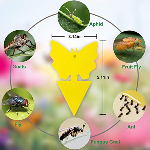 50 Pack Yellow Sticky Traps, Fruit Fly Fungus Gnat Trap for Indoor/Outdoor Use, Houseplant Sticky Bug Insect Catcher Glue Trappers