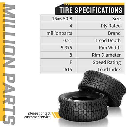 Motorhot Set of 2 16x6.5-8 Garden Turf Lawn Mower Tire 16-6.5-8 4PR Golf Cart Tractor Turf Tires