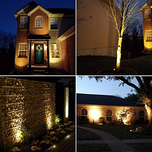 LCARED Led Spotlight Outdoor Landscape Lights Warm White 120V AC Waterproof Garden Spot Lights for Yard with Spiked Stake Patio,Lawn, Wall, Flood,Driveway Flag Lighting with US 3-Plug in (6 Pack)