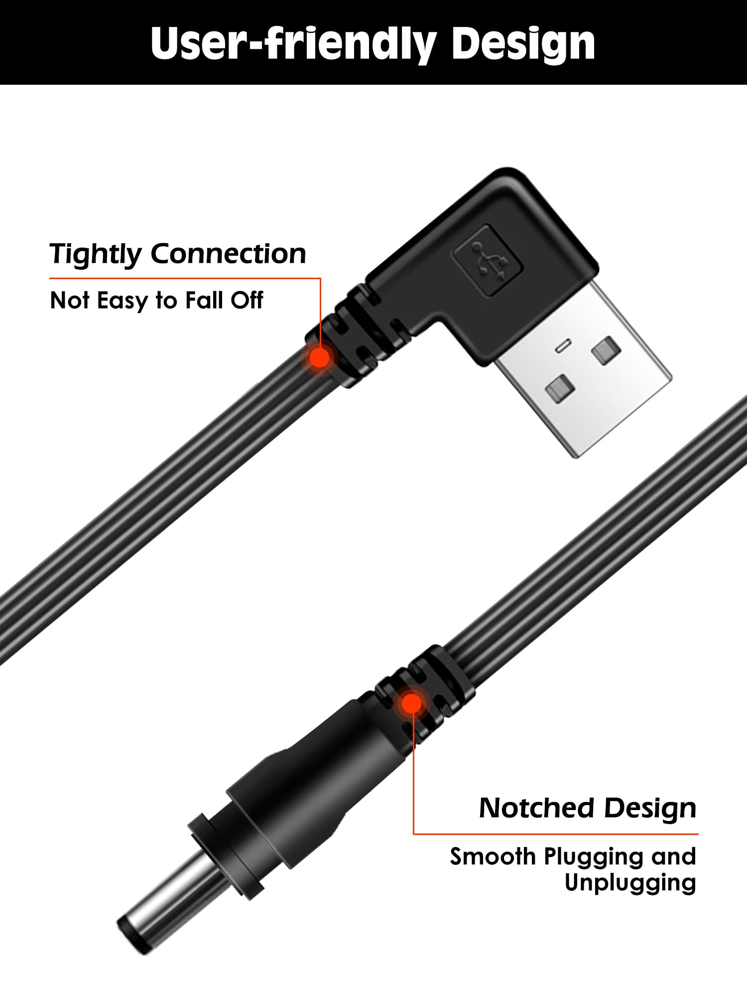 ECIFEE 2pcs Short USB Cables, USB Cable Detachable Power Cord for Heated Clothes/Jacket/Vest/Sweater/Thermal Underwear Portable 5V Power Wire