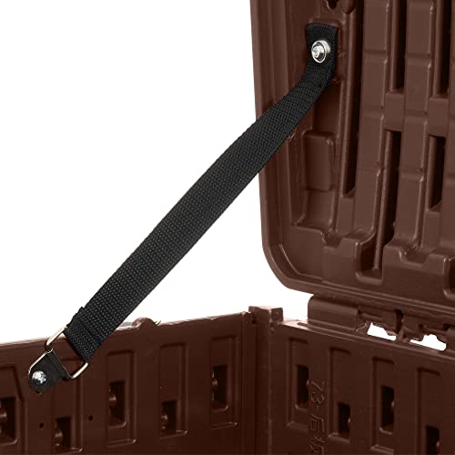 Plastic Development Group Multipurpose 73 Gallon Resin Outdoor Backyard Patio Storage Deck Box Container with Soft Close Lid, Java Brown