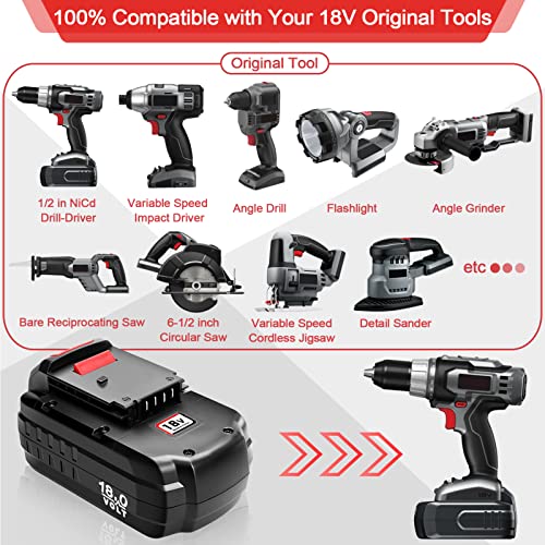 VANTTECH 2Pack PC18B 18V 3.6Ah Ni-Mh Replacement Battery for Porter Cable 18V Battery PC188 PC18B-2 PC18BLEX PCC489N PCMVC PCXMVC Compatible with Porter Cable 18V Cordless Power Tools