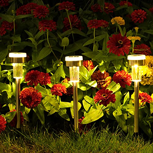 HYWGDLT 16 Pack Solar Pathway Lights Outdoor 10Lumen Dual Light Source LED Solar Waterproof Pathway Lights for Garden Patio and Walkway Decoration Warm White.