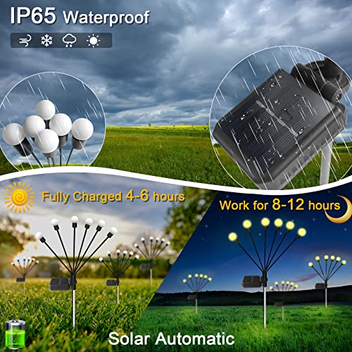 YOULESHU Solar Firefly lamp, Garden Lawn Firefly lamp, Outdoor Waterproof Solar lamp, Wind Swaying lamp, Solar Garden Light, Patio, Path, Lawn Decoration(4 Pack Warm Light)