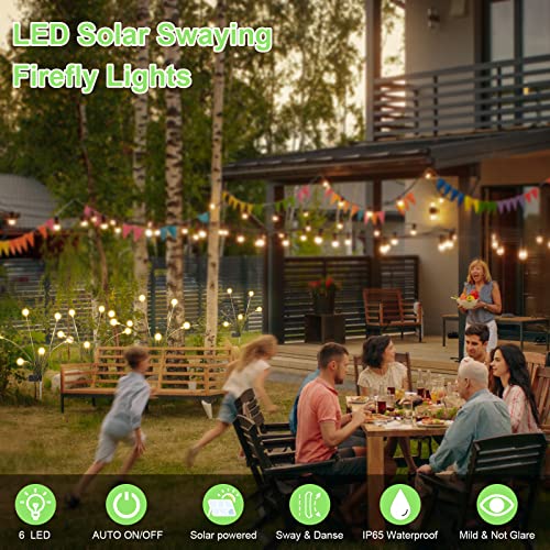 YOULESHU Solar Firefly lamp, Garden Lawn Firefly lamp, Outdoor Waterproof Solar lamp, Wind Swaying lamp, Solar Garden Light, Patio, Path, Lawn Decoration(4 Pack Warm Light)