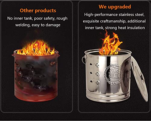LUCKSHINE Portable Burning Barrel, Garden Incinerator, Small Stainless Steel Burner for Burning Trash, Paper, Leaves