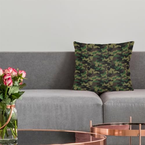 XMNYGJ Forest Camo Camouflage Throw Pillow Covers 20 x 20 Inch Decorative Square Cushion Case Soft Cozy Modern Pillowcase for Couch Sofa Bed Living Room Home Decor