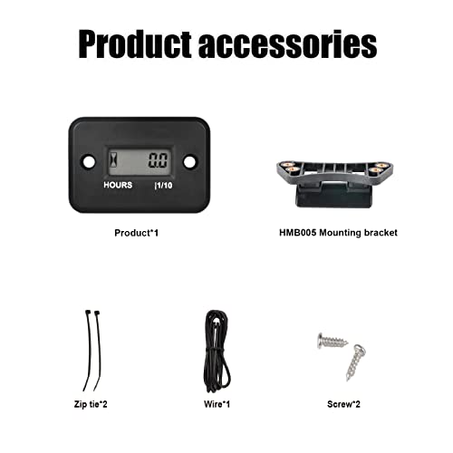 HonorMeet Digital Chainsaw Hour Meter Gauge, LCD Inductive Hours Counter for Lawn Mower with Mounting Bracket,Works on Gas Engine Powered Garden Tractor Air Compressor Generator Motorcycle Boat ATV.