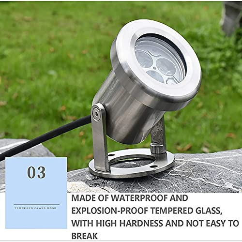 AMDHZ 3W Underwater Lights 304 Stainless Steel Waterproof IP68 Pool Lights Garden Pond Lights for Fountain Fish Pond Underwater (Color : White Light, Size : 220V)