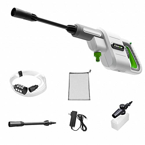 Fixnow Cordless Pressure Washer, Portable Pressure Cleaner with Adjustable Nozzle,24V Biult in Battery Powered Power Washer for Washing Cars,Fences,Garden,White