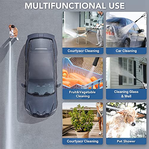 Fixnow Cordless Pressure Washer, Portable Pressure Cleaner with Adjustable Nozzle,24V Biult in Battery Powered Power Washer for Washing Cars,Fences,Garden,White