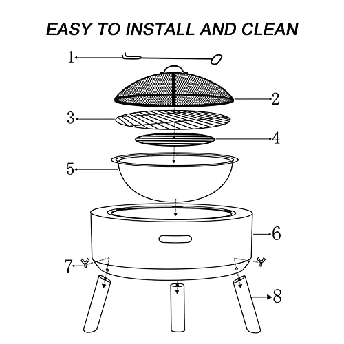 Fire Pit Wood Burning fire Pit, 23 inches fire Pit, Suitable for Garden, Backyard, Poolside