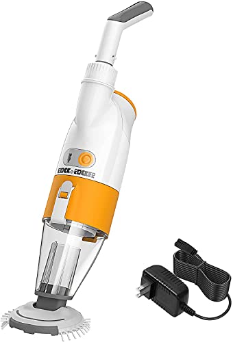 Upgraded Rock&Rocker Cordless Rechargeable Pool Vacuum Cleaner, Handheld Pool Cleaner, with Side Bristles, Double Filters, for Above & In-Ground Pools, Inflatable Pools, Suck Sand, Leaves and Debris