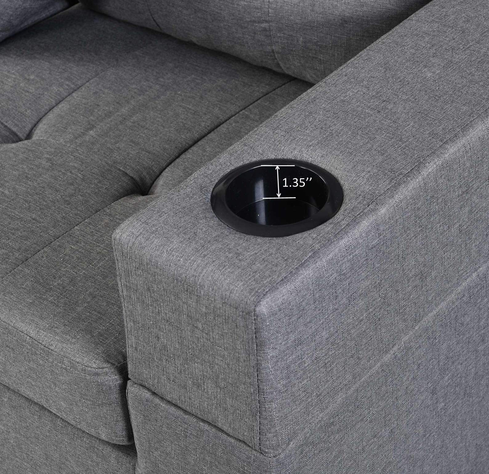 Tiophome Sectional Sofa Set for Living Room with L Shape Lounge, Cup Holder and Left or Right Hand Chaise Modern 4 Seat-Gray Linen Fabric