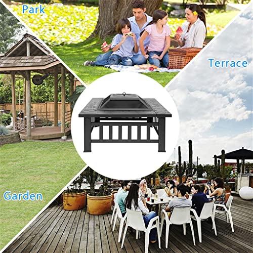 ZLXDP 32 Inch Brazier Outdoor Camping Stove Garden Portable Courtyard Metal Fire Pits Bowl with Accessories BBQ Grills