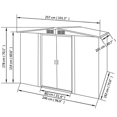 Garden Storage Unit Gray Metal Patio Outdoor Garden Shed Bike BoxTools