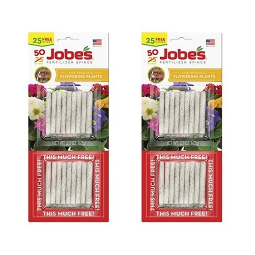 Jobeās Fertilizer Spikes for Flowering Plants, 10-10-4 Time Release Fertilizer, 50 Spikes per Package (2 Pack)