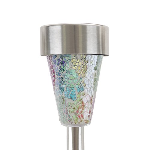 Solar Outdoor LED Light, Battery Operated Stainless Steel Mosaic Pillar Path and Walkway Lights for Landscape, Patio and Pathways by Pure Garden