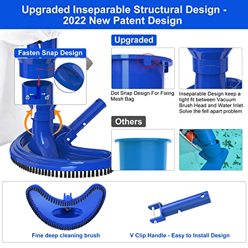 PooLuck Upgraded Portable Pool Vacuum Jet Underwater Cleaner W/Brush Bag Handheld Portable Pool Vacuum Swimming Pool Mini Jet Vacuum Pool Cleaner Pool Spa Jet Vac for Above Ground Pool Vacuum Head