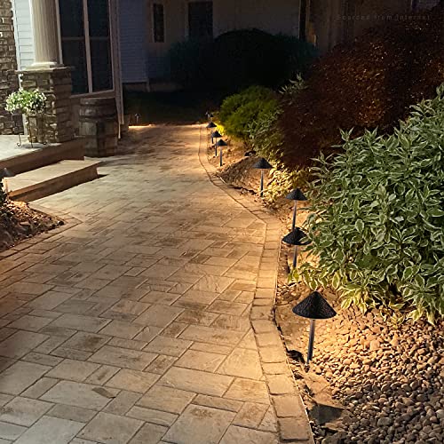 LEONLITE LED Landscape Path Light, 3W 147LM 12-24V AC/DC ETL CRI90+ Wired Outdoor LED Walkway Light, Unique Vintage Golden Texture, Aluminum Construction Low Voltage Pathway Lights IP65 3000K, 4 Pack