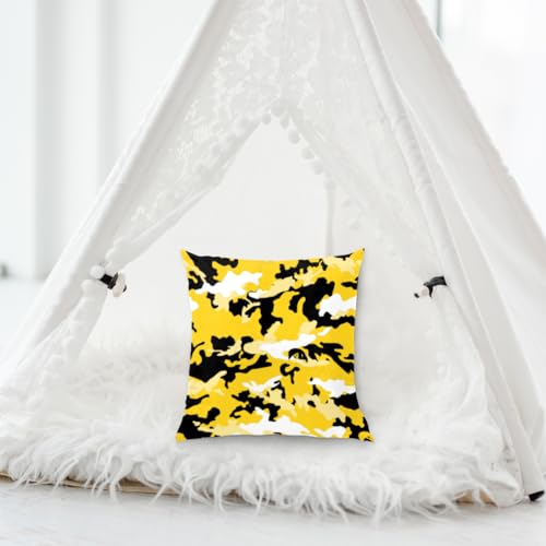XMNYGJ Yellow Camo Throw Pillow Covers 18 x 18 Inch Decorative Square Cushion Case Soft Cozy Modern Pillowcase for Couch Sofa Bed Living Room Home Decor