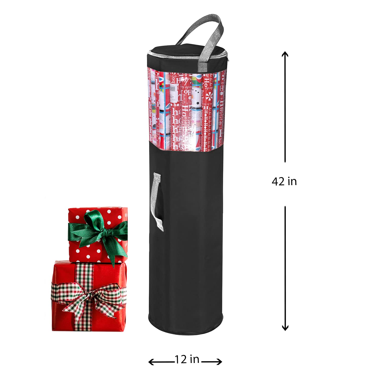 Primode Wrapping Paper Storage Bag | Wrapping Paper Organizer Under Bed for Storing Multiple Rolls of Gift Wrap, 42β Length Container Constructed of Durable 600D Oxford Material (Black)