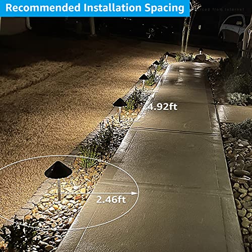 LEONLITE LED Landscape Path Light, 3W 147LM 12-24V AC/DC ETL CRI90+ Wired Outdoor LED Walkway Light, Unique Vintage Golden Texture, Aluminum Construction Low Voltage Pathway Lights IP65 3000K, 4 Pack