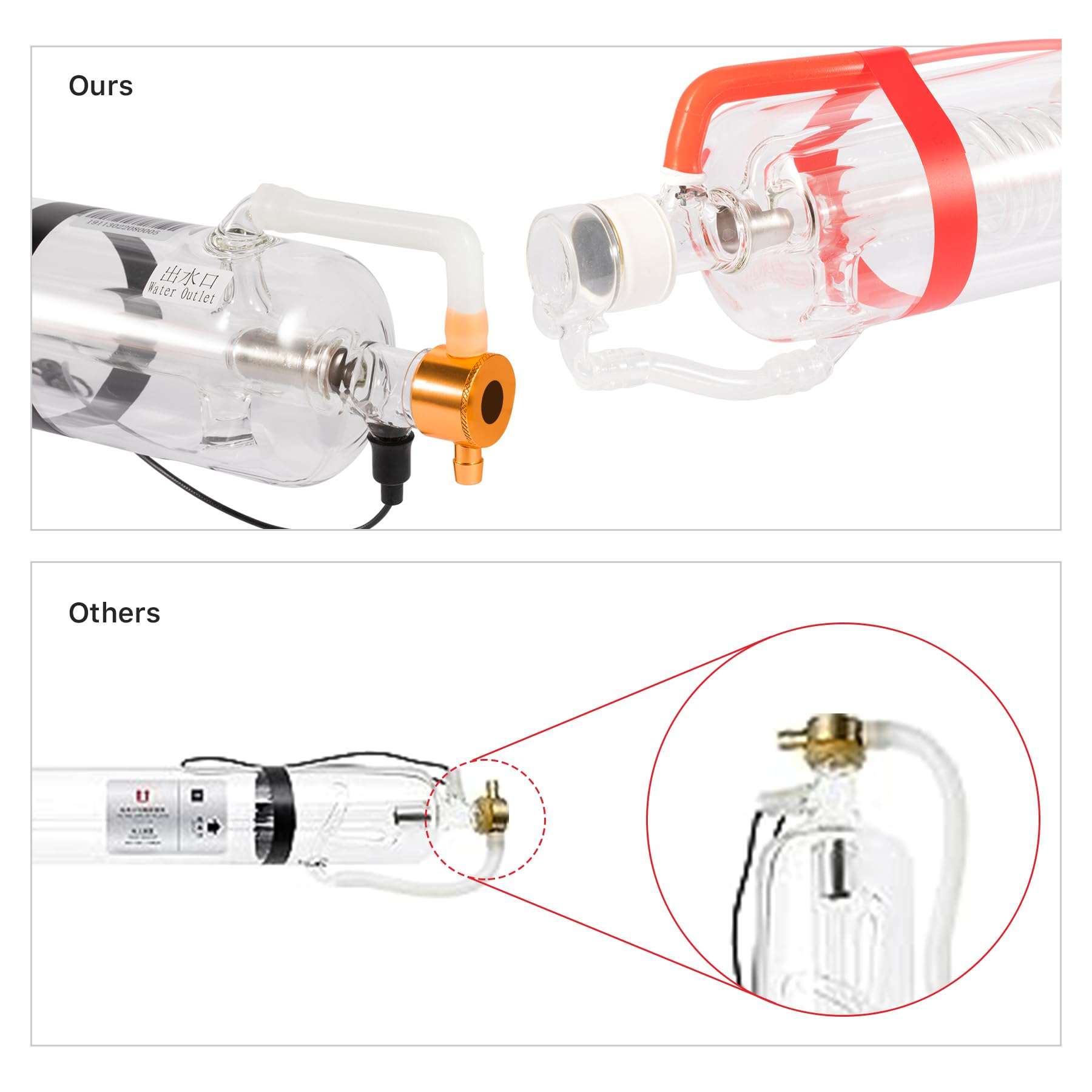 Cloudray CO2 Laser Tube 40W 45W Length 720mm Dia.50mm Glass Tube With Metal Head For 35-45W CO2 Laser Engraving Cutting Machine