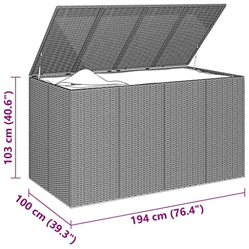 GOLINPEILO Outdoor Patio Garden Storage Box Large Deck Box PE Rattan Patio Storage Box Garden Storage Chest Container Storage Organizer Cabinet for Lawn Backyard,76.4" x 39.4" x 40.6" Gray