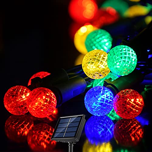 X-GiftKey Solar Christmas Lights Outdoor G15 Raspberry String Lights,23FT 50Leds Multicolor Solar Xmas Lights Outdoor Waterproof Solar Holiday Led Fairy Lights for Xmas Tree,Patio, Garden, Party Decor