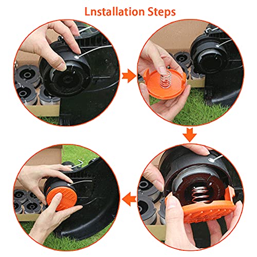 Cilivo RC-100-P Replacement Spool Cover for Black & Decker AF-100 GH900 GD600 GH610 String Trimmer,6-Pack(3 Cap+3 Spring)