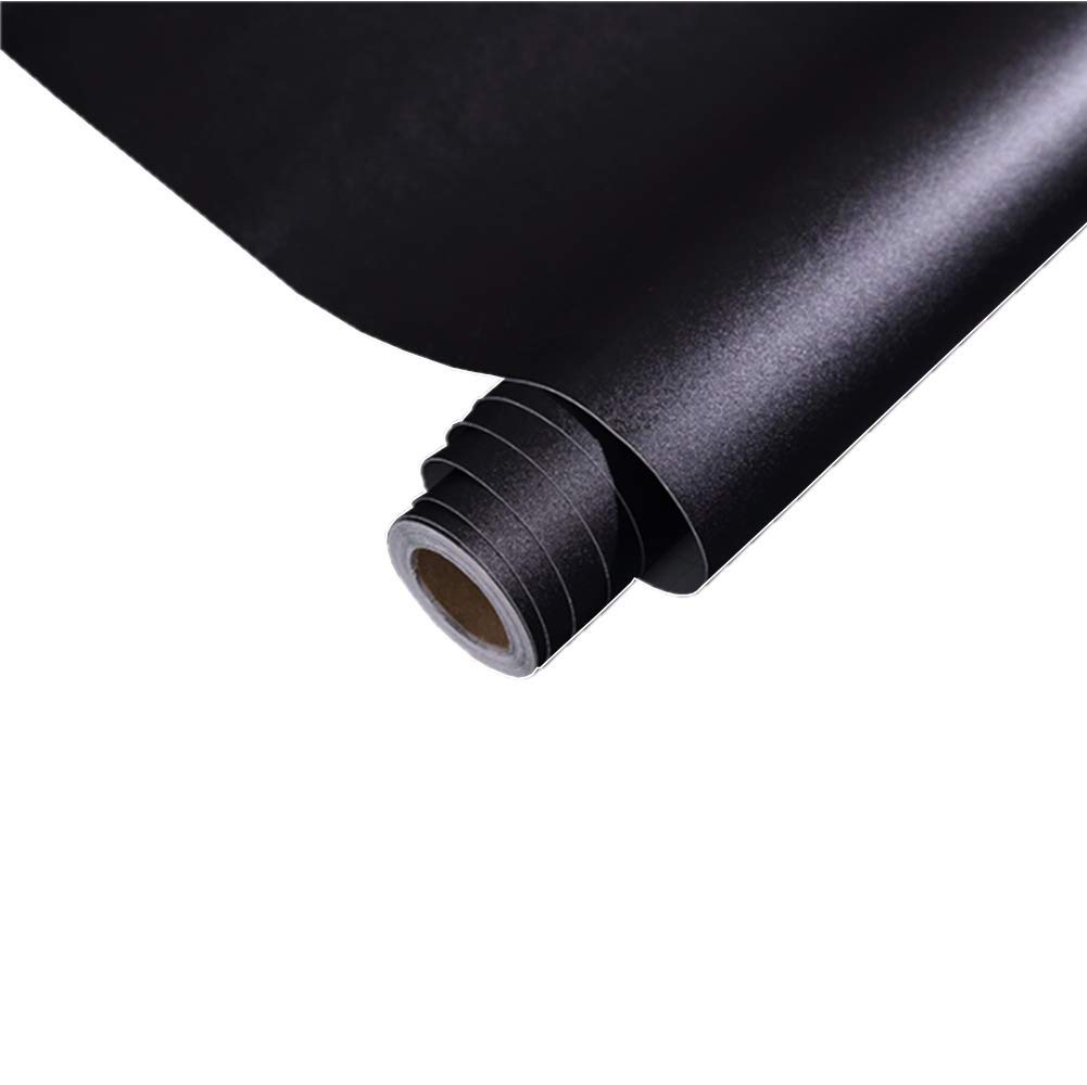 Taamall Self Adhesive Solid Color Matte Textured Vinyl Paper Peel Stick Waterproof Shelf Drawer Liner Cabinet Sticker 15.8inch by 98inch (Black)