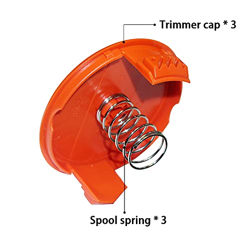 Cilivo RC-100-P Replacement Spool Cover for Black & Decker AF-100 GH900 GD600 GH610 String Trimmer,6-Pack(3 Cap+3 Spring)