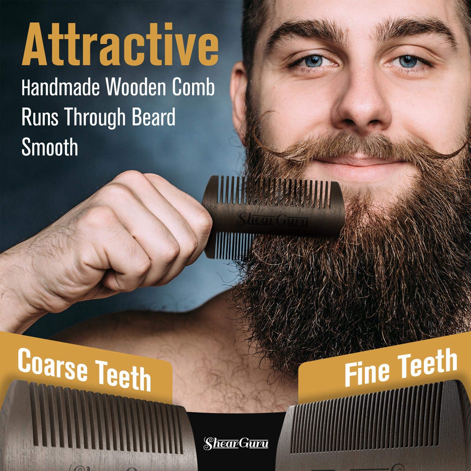 Natural Complete Care Beard Grooming Kit for Men– Brush Set 100% Boar Bristle Bamboo Brush, Handmade Wood Comb and Beard Oil Helps Softening & Conditioning Itchy beards Great GENTLEMEN'S Gift