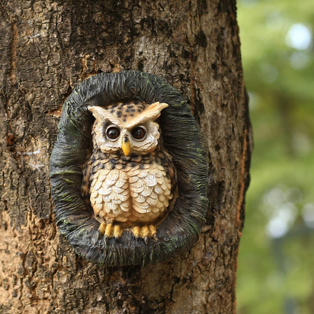 JXCBXJ Owl Tree Hugger,Garden Statues Owl,Nature Country Art Owl Figurine for Indoor Outdoor Yard Tree Decorations