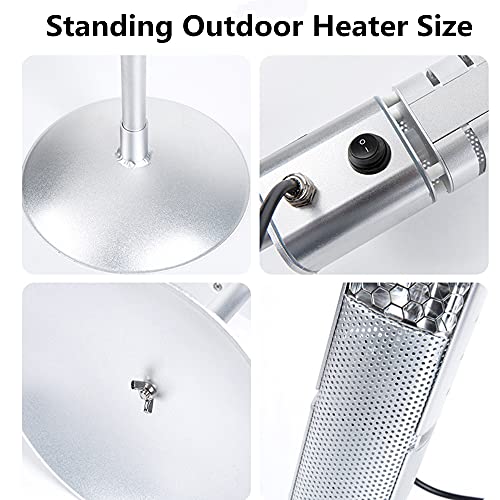 SUN RDPP 110v Outdoor Patio Heater, 1500w Electric Outdoor Heaters, 1s Fast Heating & IP65 Waterproof & Anti-Dump, for Garden Patio Garage Backyard